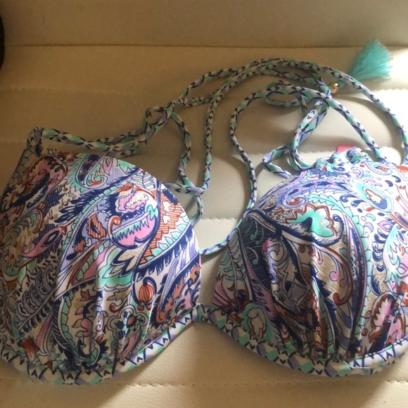 Victoria's Secret | Swim | Bikini Top Paisley Pastel And Blue Colors ...